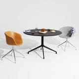 AAT20 mesa redonda de jantar, madeira compensada, pernas de alumínio, HAY.