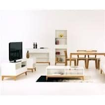 BLANCO coffee table, solid oak structure, white top plate