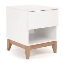 BLANCO side table, solid oak structure, white top plate