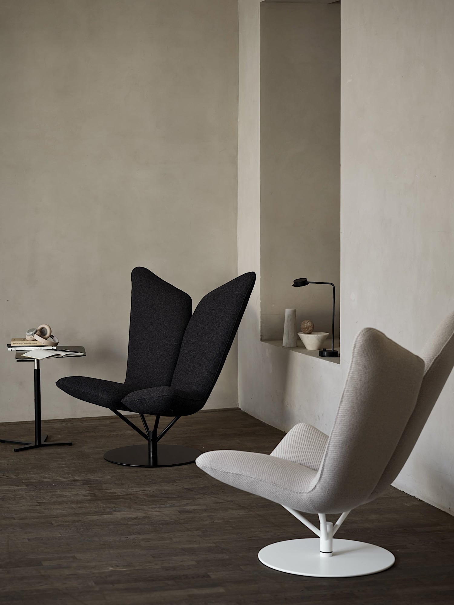 ME and U is an upholstered indoor swing, SOFTLINE